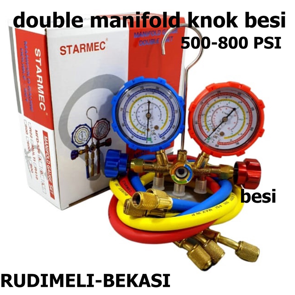 Jual knok besi -MANIFOLD DOUBLE GAUGE knok besi starmec UNTUK MULTI PENGISIAN R22 R410a R32 R134 ...