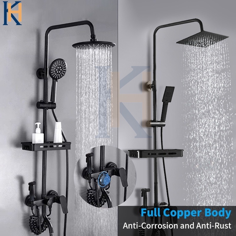 Jual Shower Set 4 Fungsi Panas-Dingin Dengan Faucet / Hitam Kepala ...