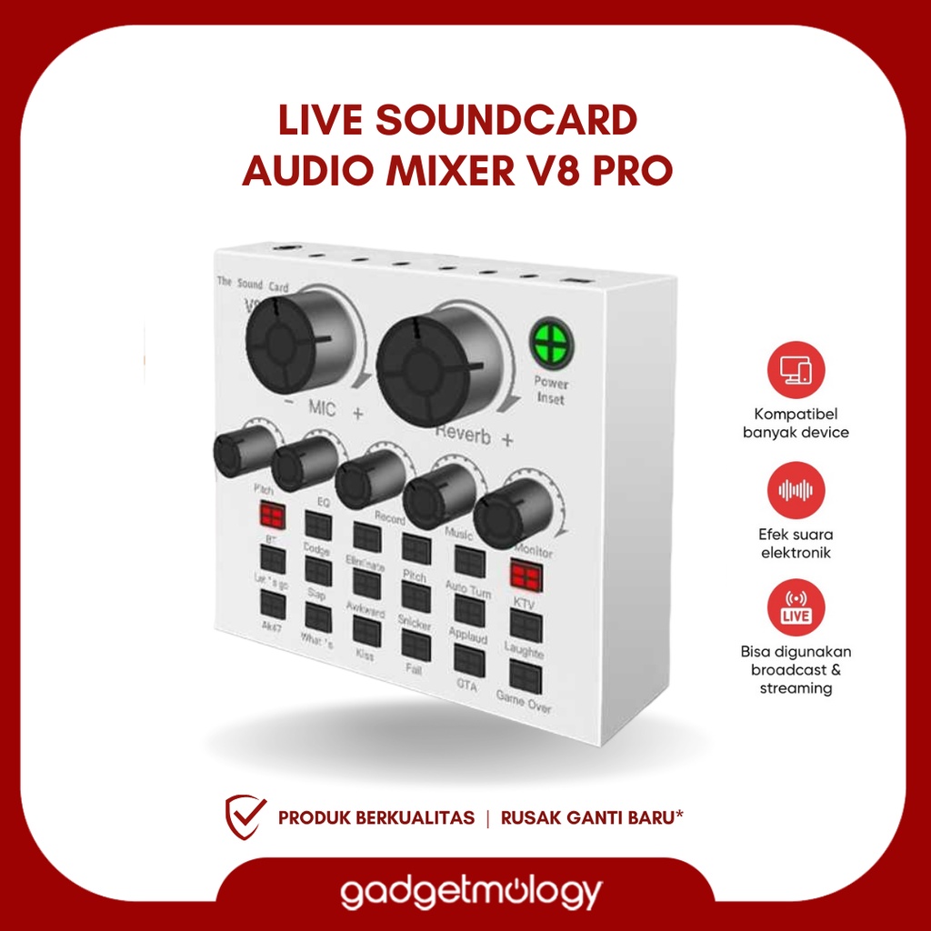 Jual Soundcard V8 Pro Mixer Audio Portable Live Sound Card Bluetooth External Efek Suara ...