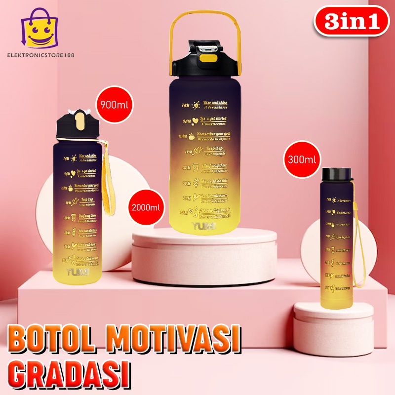 Jual (E.S) Botol Minum Botol Viral Gradasi Beranak 3 in 1 2000mL+900ml+300ml Free Sticker dan ...