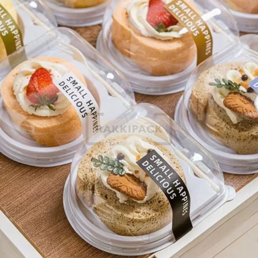 Jual 10pcs mika tray bulat garpu kotak tempat dessert cake tiramissu ...