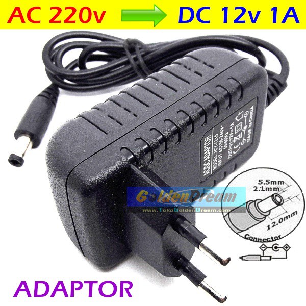 Jual Adaptor DC 12v 1A in: 220V AC Power Supply 2.1x5.5mm Adapter LED ...