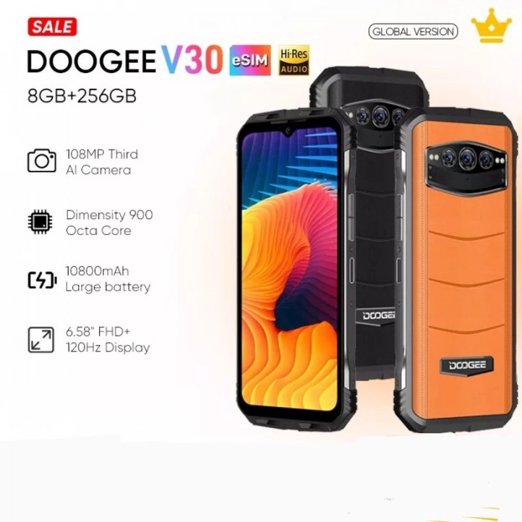 Jual Doogee V30 Esim 5G 8GB/256GB 10800mAh NFC 120Hz 108MP | Shopee Indonesia