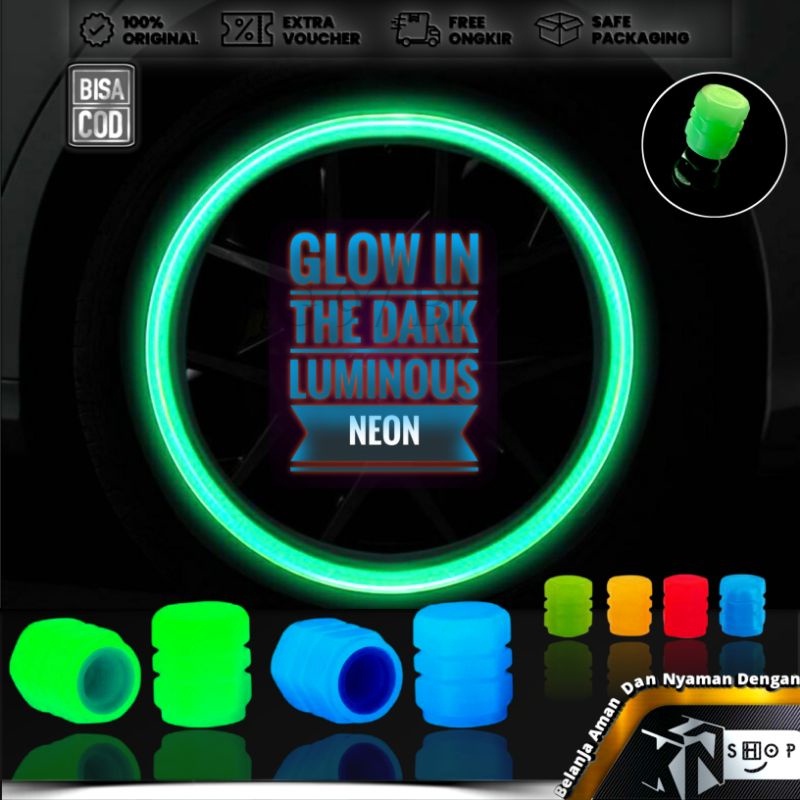 Jual TUTUP PENTIL BAN SEPEDA GLOW IN THE DARK MOBIL MOTOR LUMINOUS NEON ...