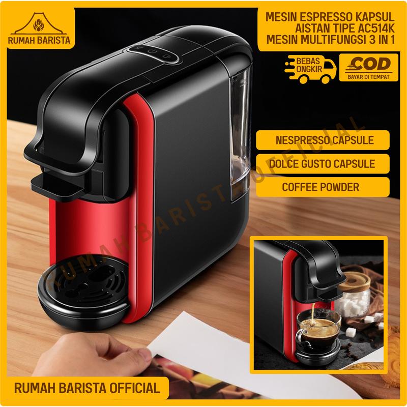 Jual Mesin Kopi Espresso Kapsul 3 in 1 Aistan Coffee Maker 19 Bar 1450W ...