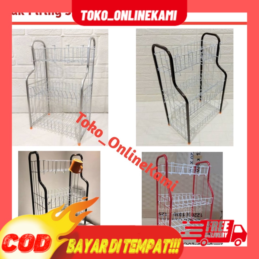 Jual RAK PIRING 3 SUSUN DENGAN GELAS RPL 03 LENGKUNG /RAK DAPUR / RAK ...