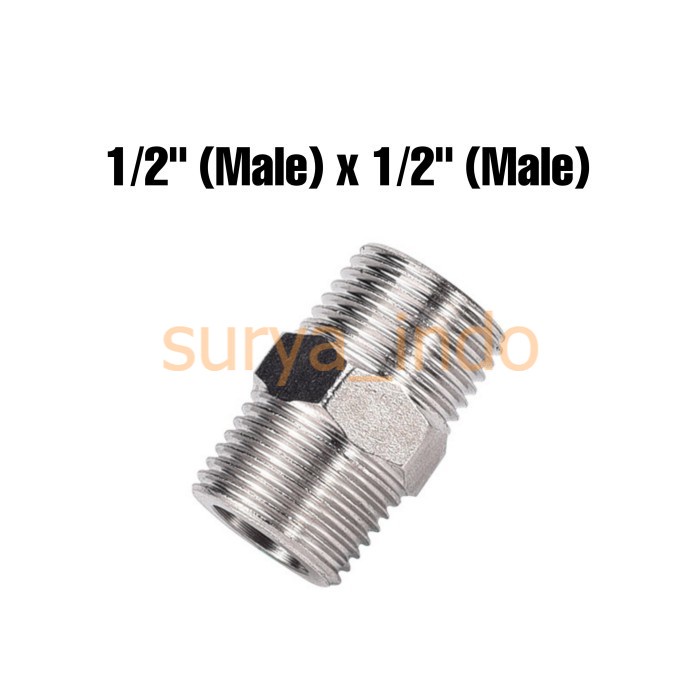 Jual DOUBLE NEPEL STAINLESS 1/2" INCH X 1/2" INCH / DOBEL NEPEL NIPPLE | Shopee Indonesia