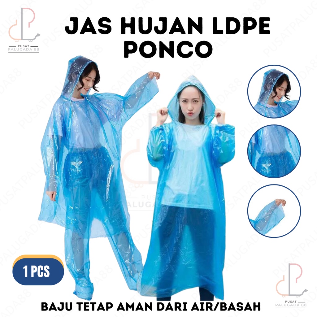 Jual Jas Hujan LDPE Plastik Ponco Poncho Raincoat Tebal Awet Kualitas ...
