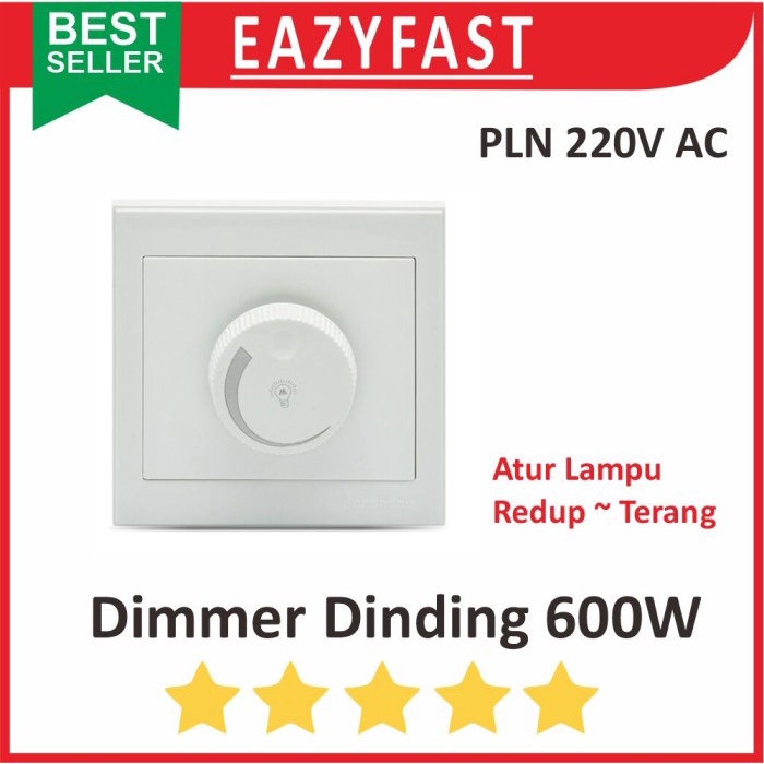 Jual Dimmer Saklar Lampu 220V 600 W Watt AC Potensio SCR PWM Dimer PLN ...