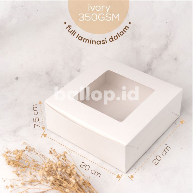 Jual IVORY 20 20 7,5 CM Laminasi Jendela Kotak Box Putih Dus Cake Kue ...