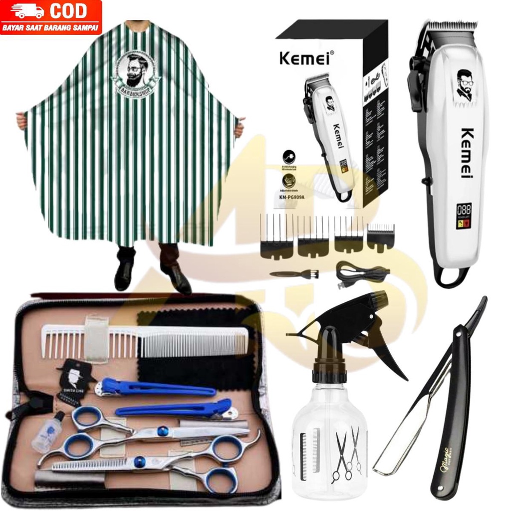 Jual [COD] Set Alat Cukur Rambut Elektrik Paket Barbershop Salon Profesional Gunting Rambut ...