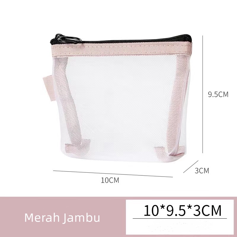 Jual Tas Mini Transparan Jaring/Tas Alat Tulis Dompet Makeup Transparan ...