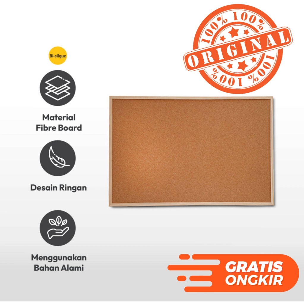 Jual Bi-silque Cork Board Papan Buletin 90x60 Cm | Shopee Indonesia