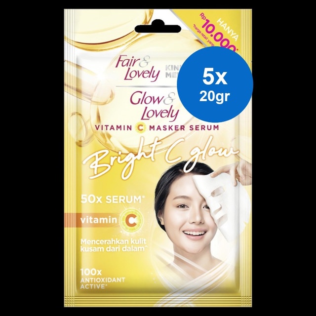 Jual Glow & Lovely Vitamin C Serum Sheet Mask 20 gr x 5 | Shopee Indonesia