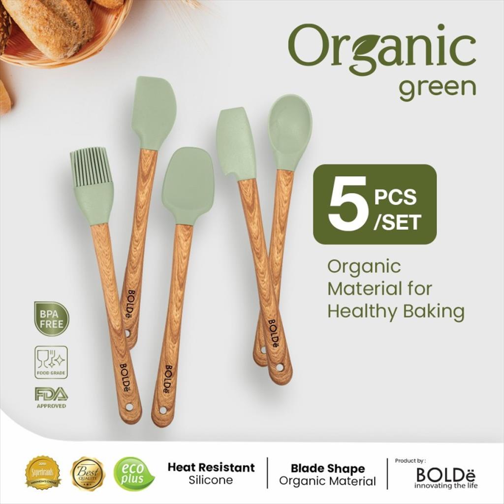 Jual Bolde Organic Green Baked Silicone Set 5pcs Spatula Silikon set ...