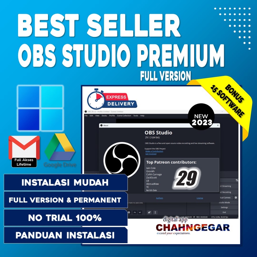 Jual OBS Studio 29 versi 2023 Full version Software Perekam Layar Dan ...