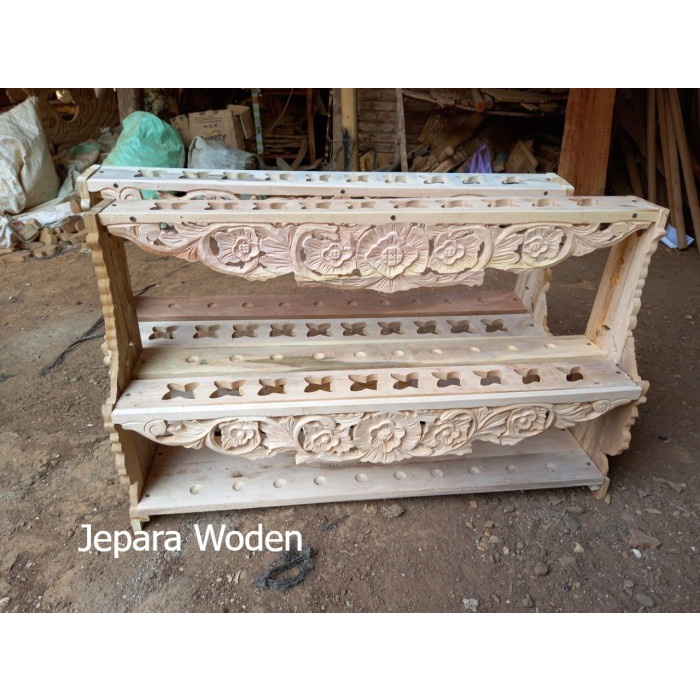 Jual jagrak keris isi 20 bertingkat risplang bunga kayu jati bk ...