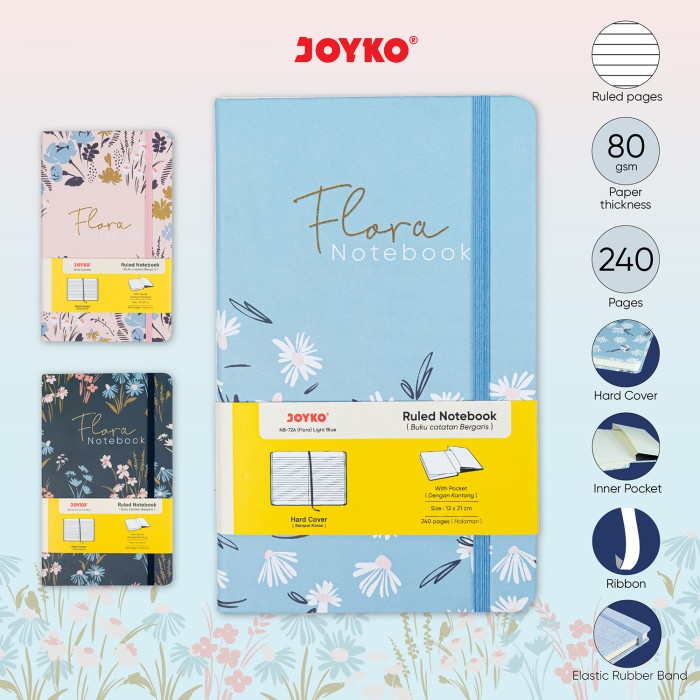 Jual Buku Tulis Catatan Bergaris Ruled Notebook Joyko NB-726 Flora ...
