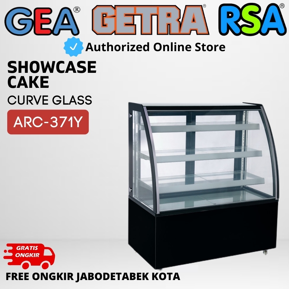 Jual Curved Glass Cake Showcase Gea Arc-371Y Showcase Kulkas Kue 3 Rak ...