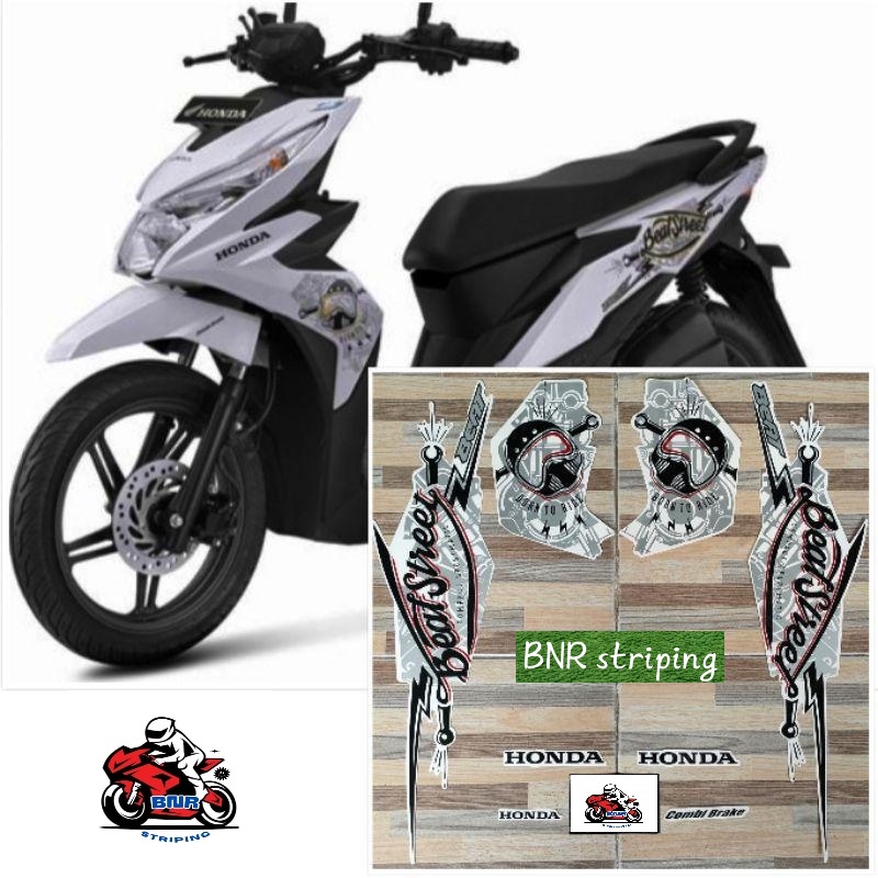 Jual Striping Honda beat street putih white tahun 2017 2018 stiker list ...