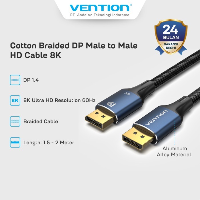 Jual Vention Cable Display Port Male to Male HD 8K 60Hz - HCE | Shopee ...