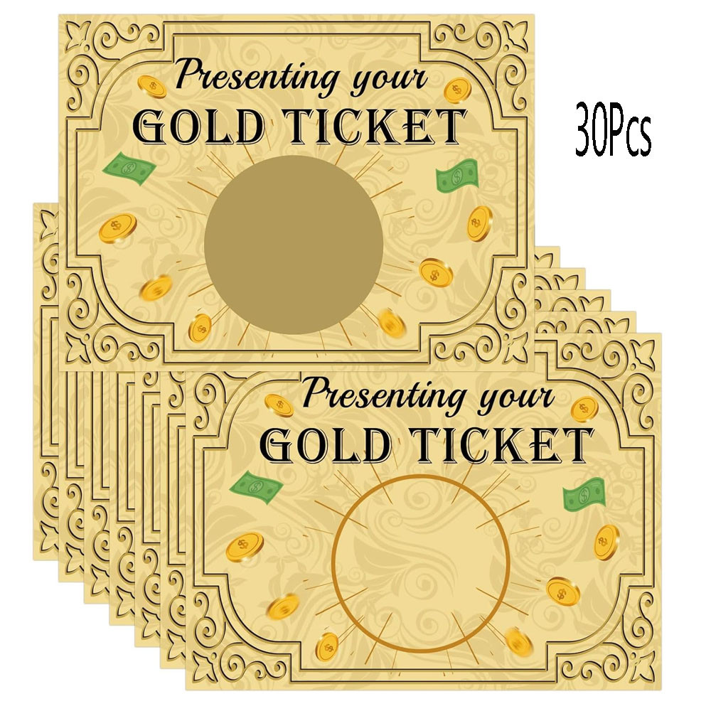 Jual 30Pcs Golden Ticket Scratch Off Cards Make Your Own Golden Scratch ...