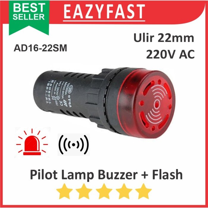 Jual Pilot Lamp LED Flash Buzzer Beep AD16-22WM Blink 22mm 220V AC 220 Volt Ligh Signal Alarm ...