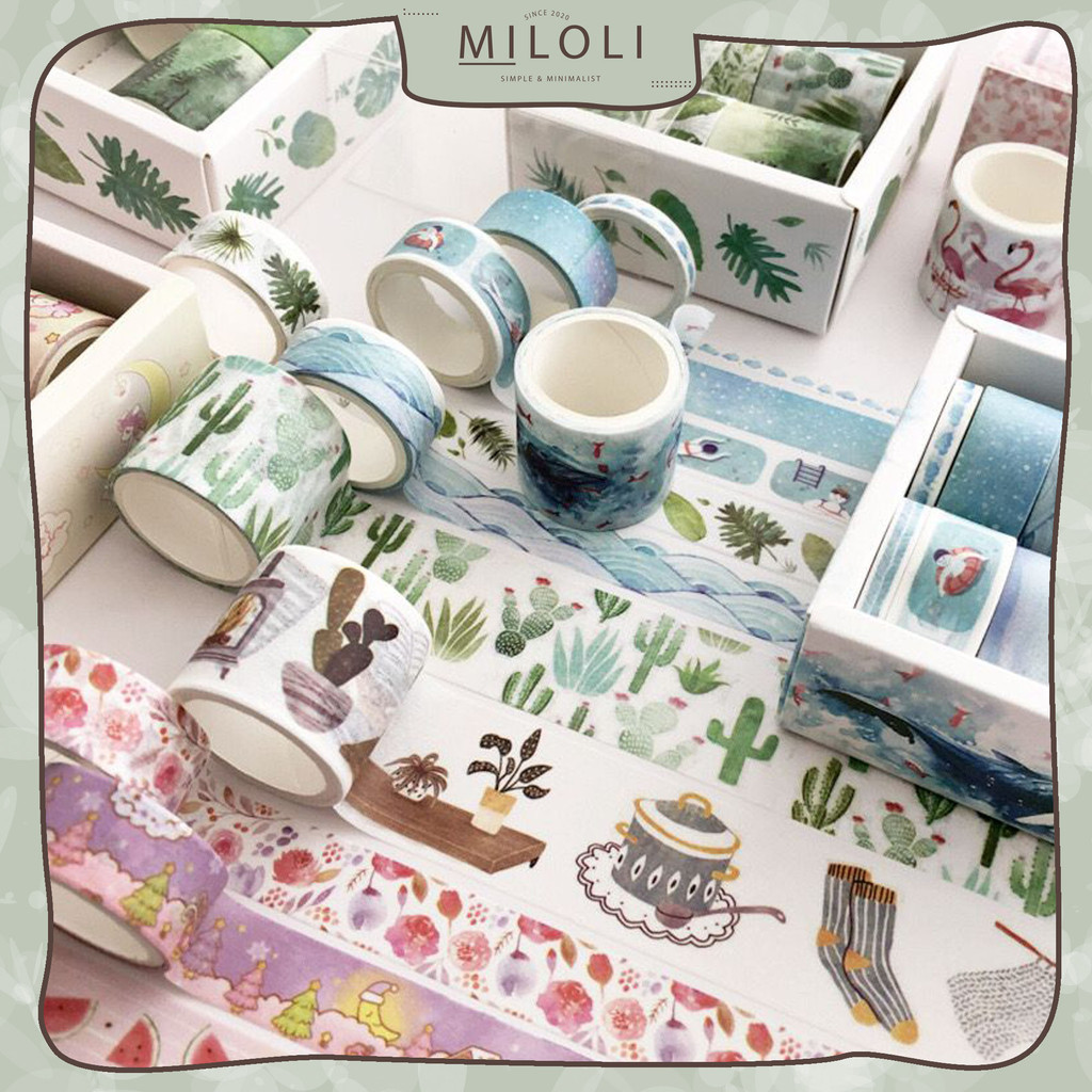 Jual [MILOLI] 8 Rolls DAILY LIFE GIRLS Tape Cute Flower Washi Tape Deco ...