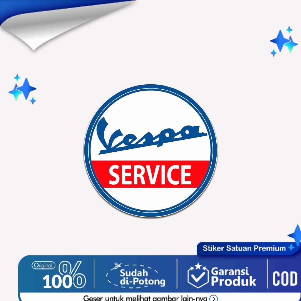 Jual Stiker Motor Bulat Vespa Service Tahan Air Sticker Motor Classic ...