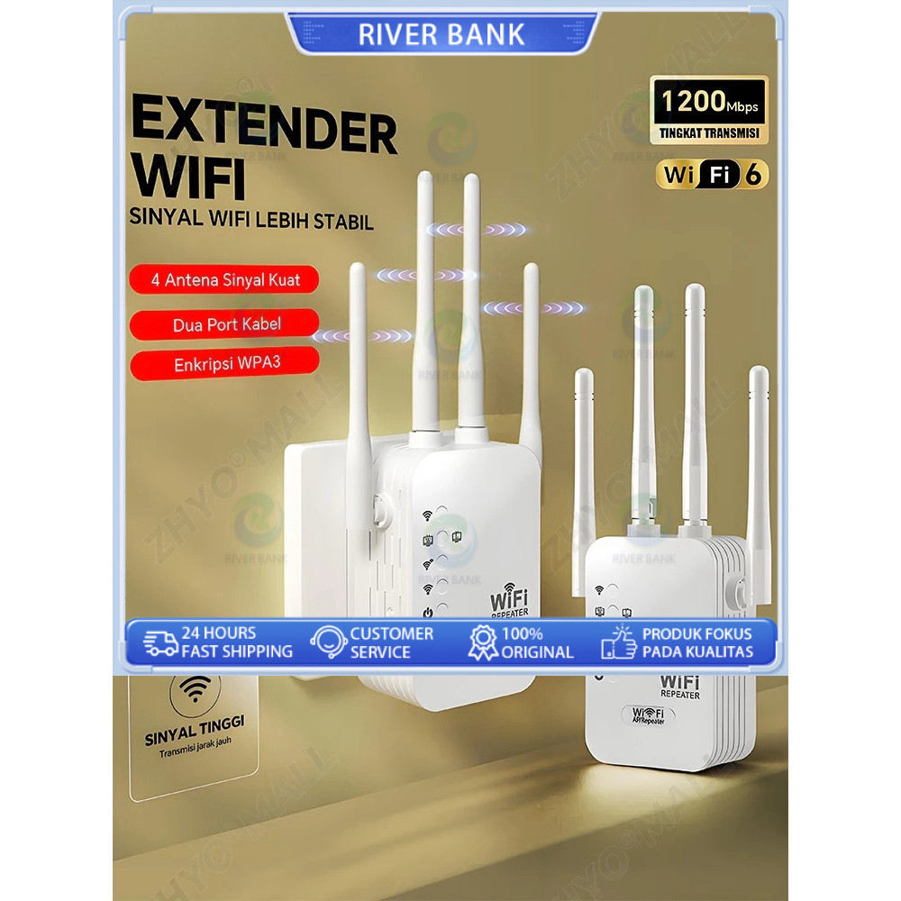 Jual 1200m Wifi Repeater/ 6 Antena Wireless Repeater/Network Extender/Wifi Signal Range Extender ...