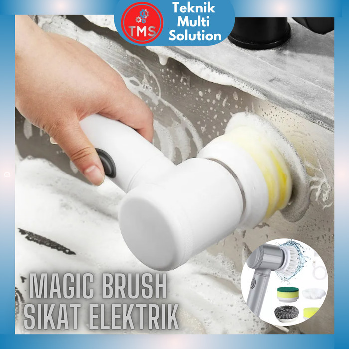 Jual NAYY TMS - MAGIC BRUSH 5 IN 1 SIKAT ELEKTRIK RUMAH TOILET KAMAR MANDI DAPUR CUCI PIRING ...
