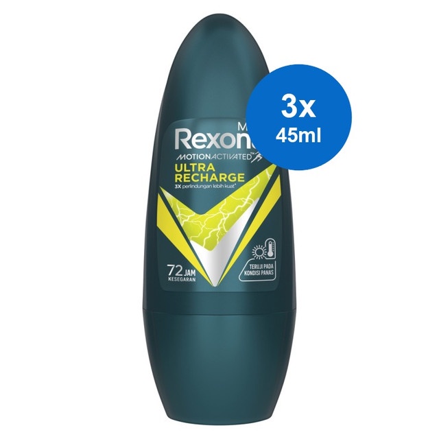 Jual Rexona Men Deodorant Anti-Perspirant Ultra Recharge Roll On 3 x 45ml | Shopee Indonesia