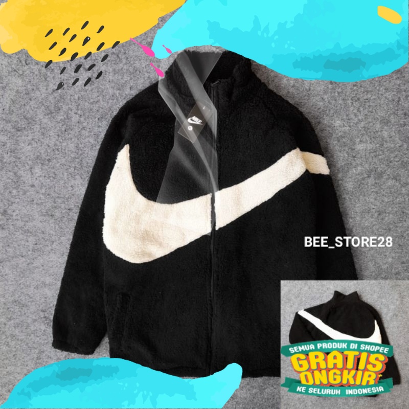 Jual READY!!! JACKET BULU SHERPA ZIPPER NIKE BIG SWOSH LOGO BORDIR FULL ...