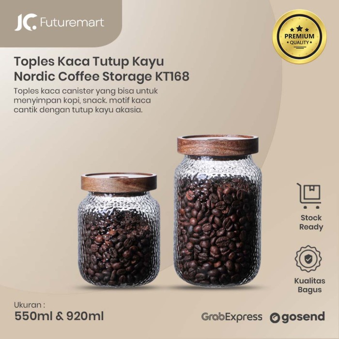 Jual Toples Kaca Tutup Kayu Nordic Canister Kopi Coffee Storage KT168 | Shopee Indonesia