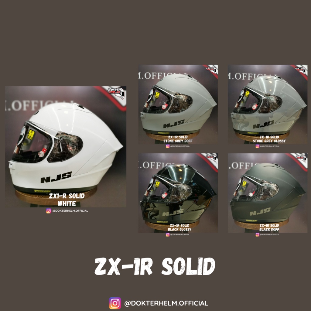 Jual HELM NJS ZX-1R SOLID STONE GREY GLOSSY| HELM NJS ZX-1R TERBARU ...