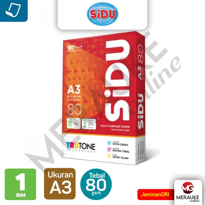 Jual Kertas HVS SiDU A3 80gsm Isi 500 Lembar | Shopee Indonesia