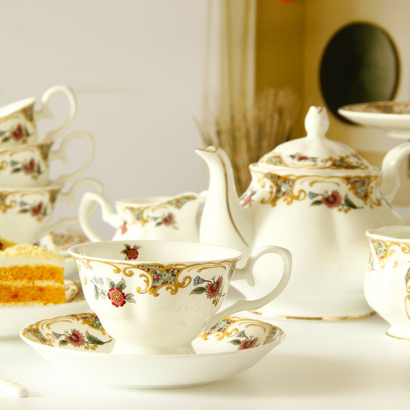 Jual Tea Set White Royal British Floral Gelas Full Set with Spoon / Set ...