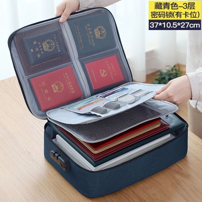 Jual Tempat berkas Document Storage Box Travel Paspor Zipper Lock ...