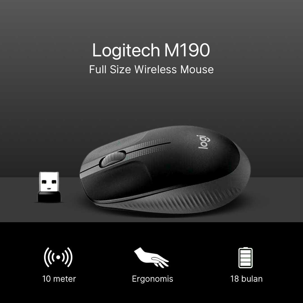 Jual Logitech Full Size Wireless Mouse - M190 | Shopee Indonesia