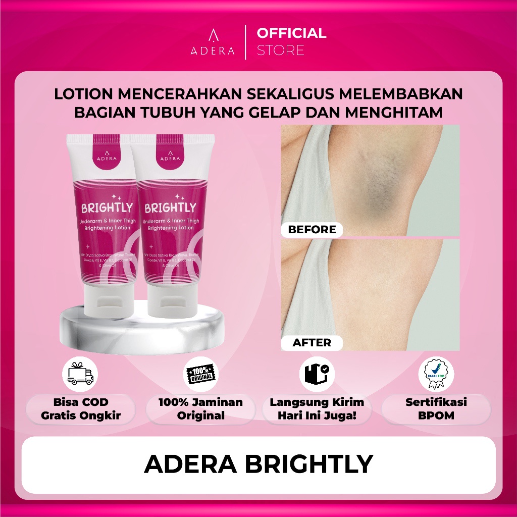 Jual Paket ADERA BRIGHTLY Underarm & Inner Thigh Brightening Lotion ...