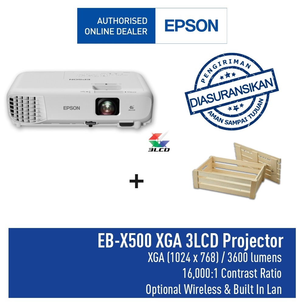 Jual Epson EB-X500 XGA 3LCD Projector + Packing Kayu (Untuk pengiriman ...