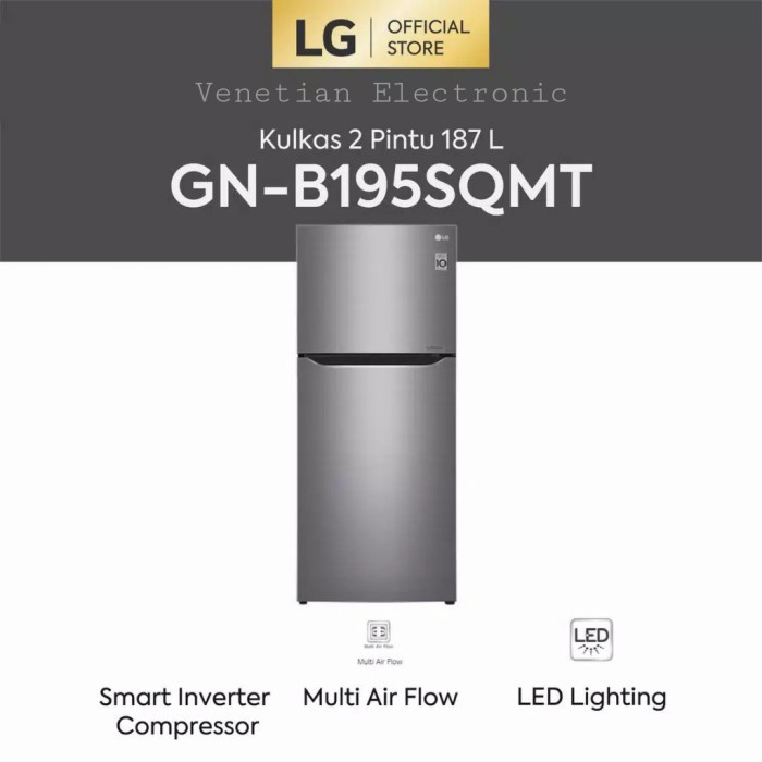 Jual Kulkas LG 2 pintu GNB 195 SQMT smart inverter | Shopee Indonesia