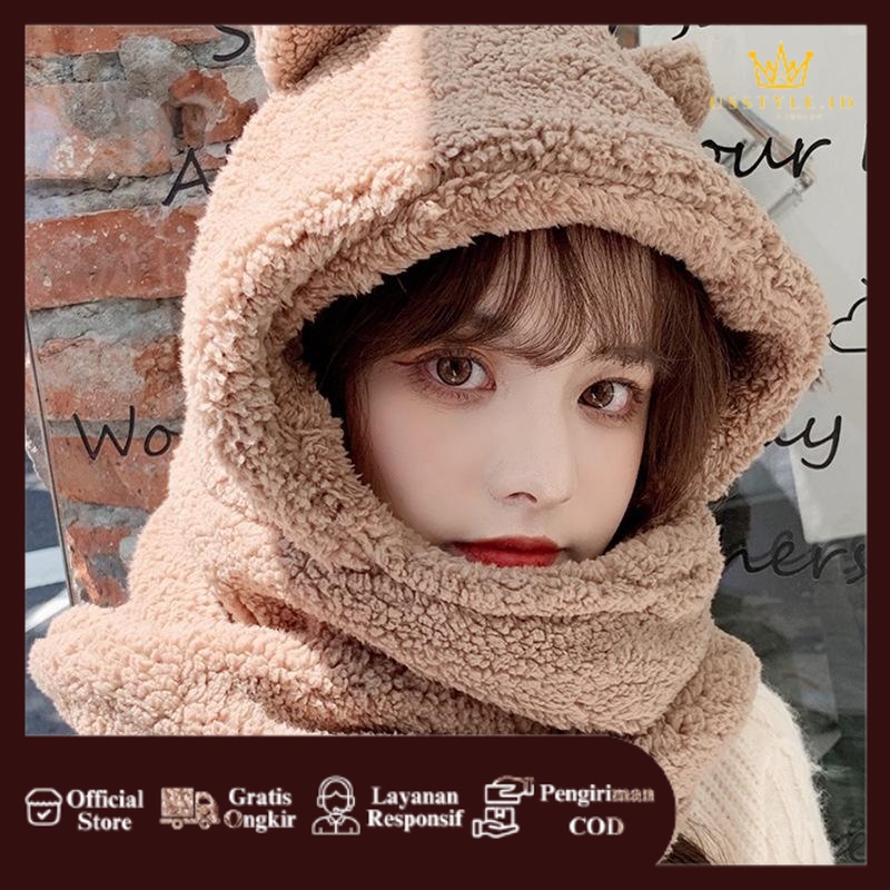 Jual TOPI JENNIE BERUANG BULU DEWASA SYAL BERUANG 3 IN 1 BEAR PANJANG ...