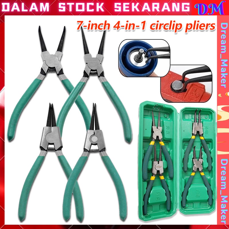 Jual 4 pcs 7" Inch Professional Circlip Pliers Straight Bend Internal External Snap Ring Pliers ...