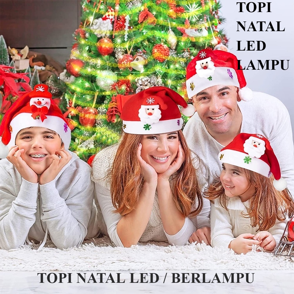 Jual Topi Natal LED Berlampu Santa Polos Lucu Keren dan Variasi Hiasan ...