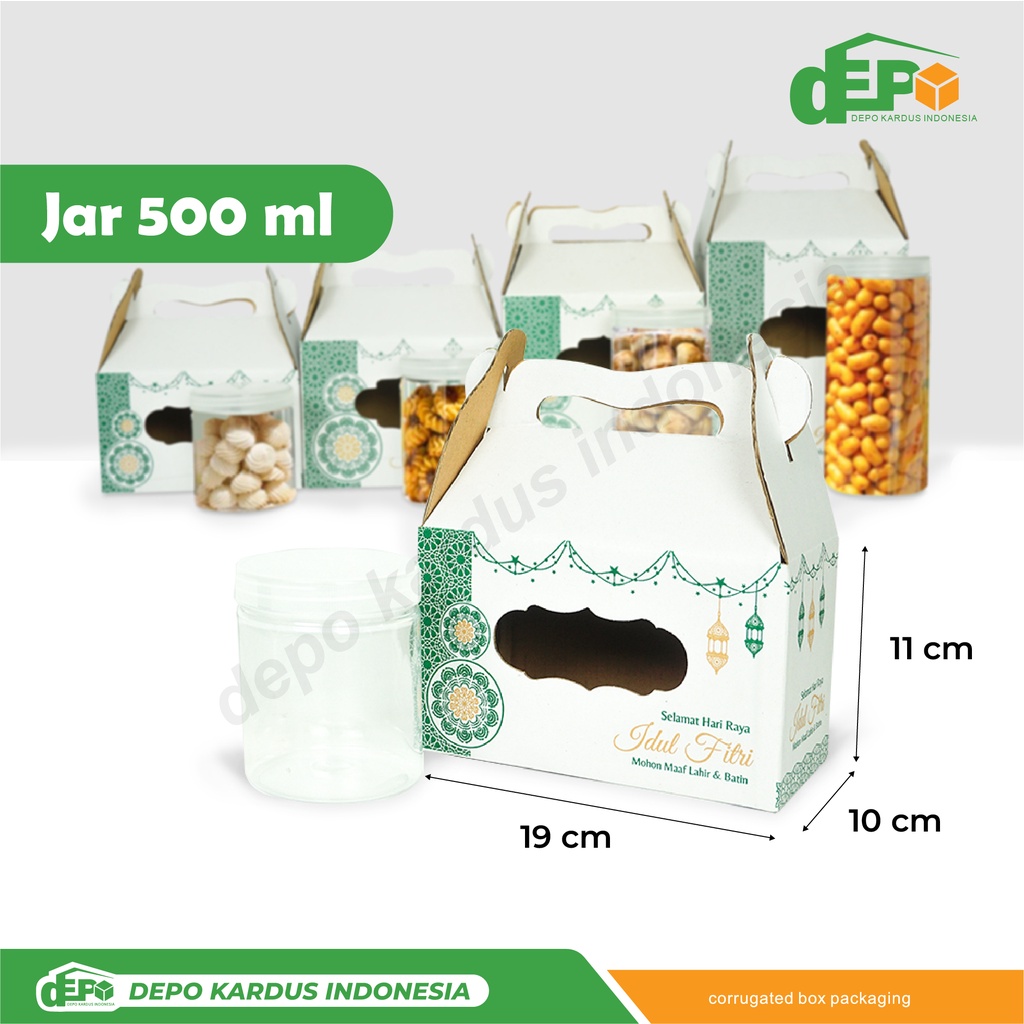 Jual Box 19x10x11 JAR 500 ml Isi 2 Toples Bulat Box/Kardus/packing ...