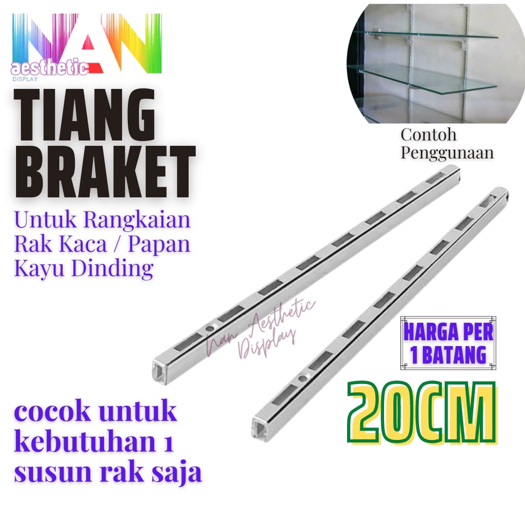 Jual Panjang 20cm rel tiang braket multifungsi untuk rangkaian rak kaca ...