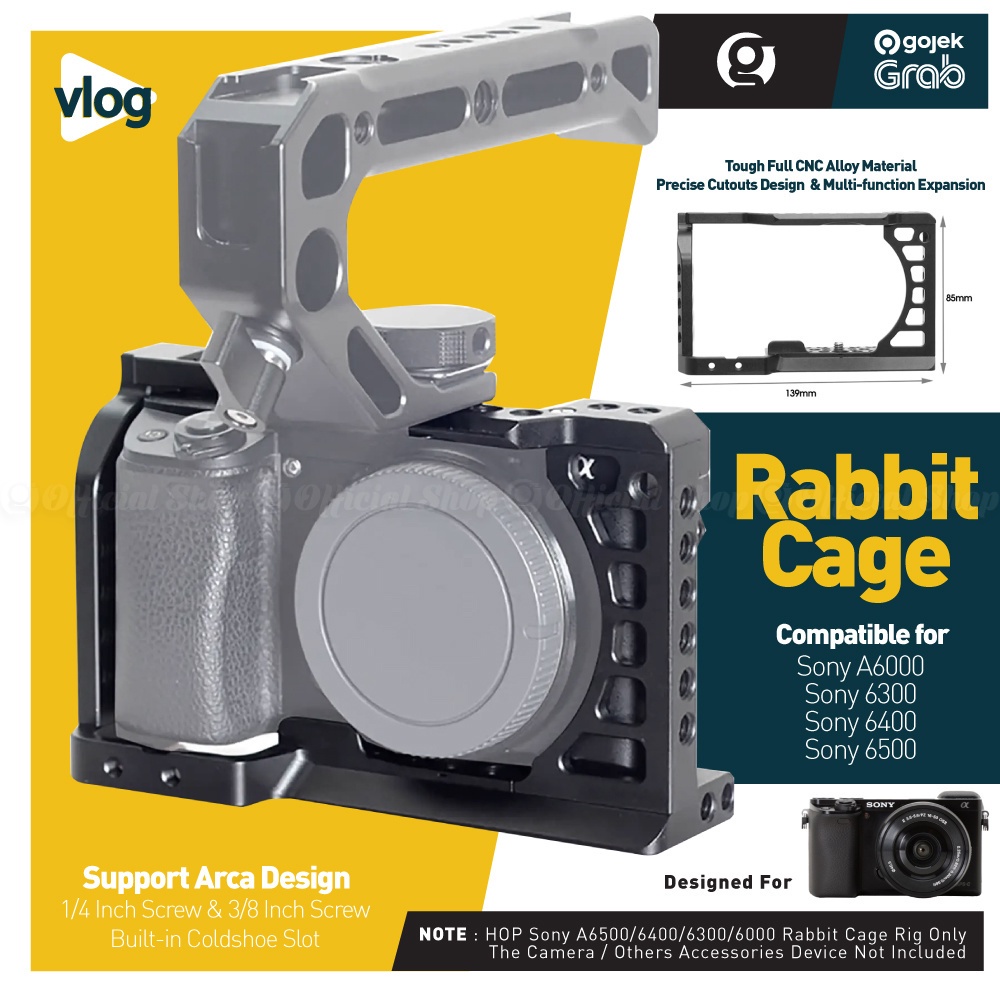 Jual HOP GRC-A6000 Cage Rig for Sony A6000 A6300 A6400 A6500 Plate CNC ...