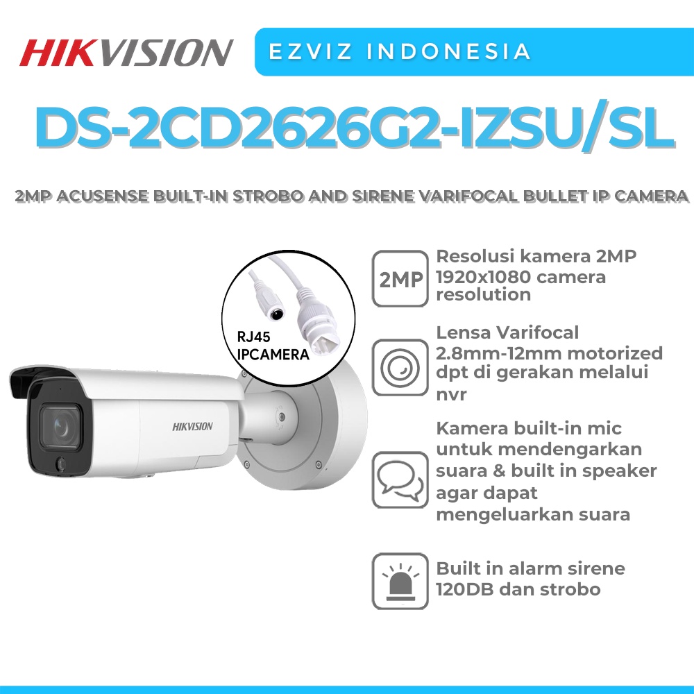 Jual HIKVISION DS-2CD2626G2-IZSU/SL 2MP ACUSENSE VARIFOCAL BULLET IP CAMERA | Shopee Indonesia