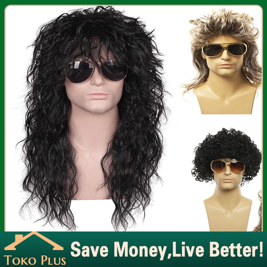 Jual Wig Kribo Hitam Wig Punk Rocker Curly Long Rambut Halloween Kostum ...